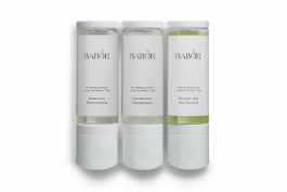 Ophardt White Triple Dispenser with Refillable BABOR Bottles